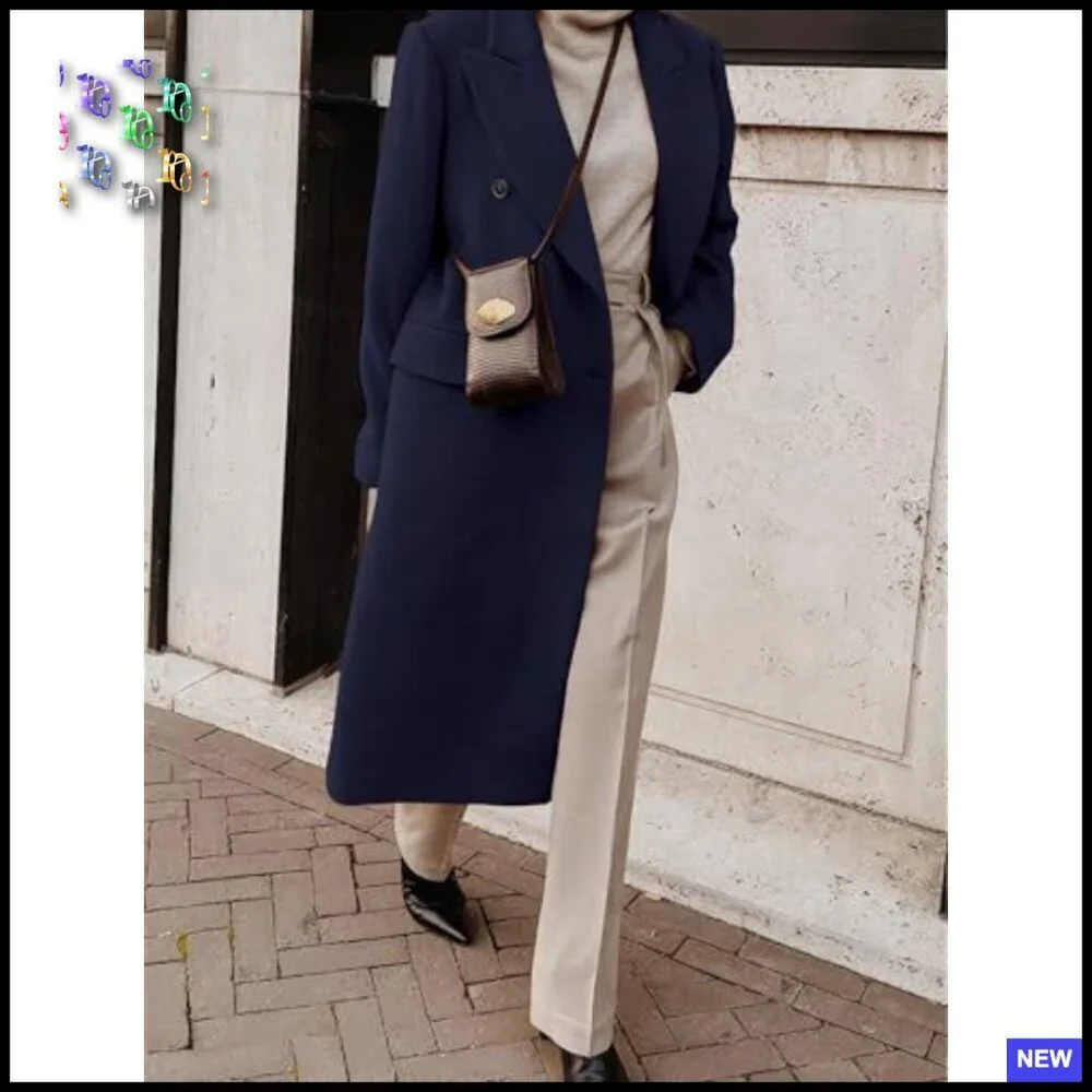 Jackets & Coats | Long Wool Pea Coat Double Breasted Classic Trench ...